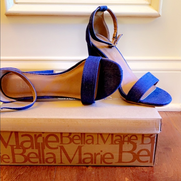 Bella Marie | Shoes | Bella Marie Denim Strap Block Heel Sandal | Poshmark